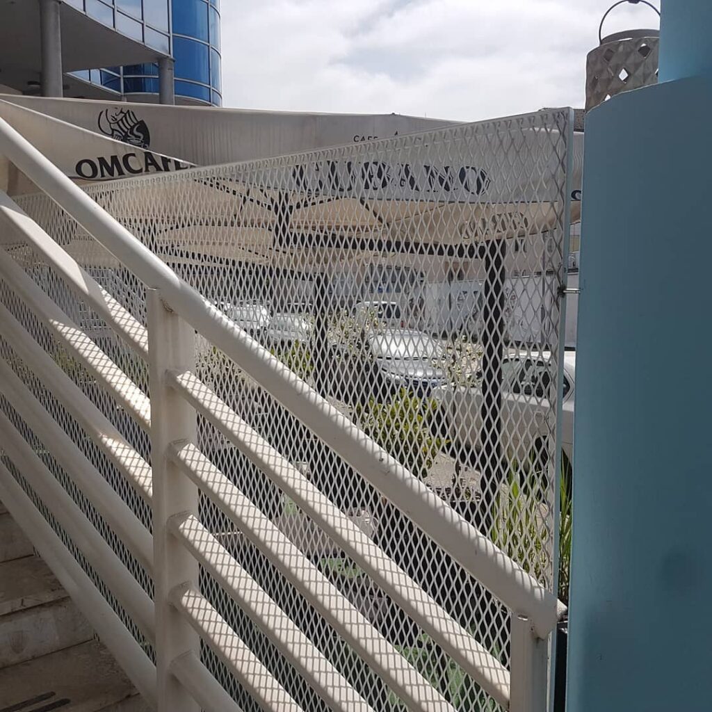 "Romboidal industrial mesh" in interior of caffe bar-Banja Luka, Bosnia ...